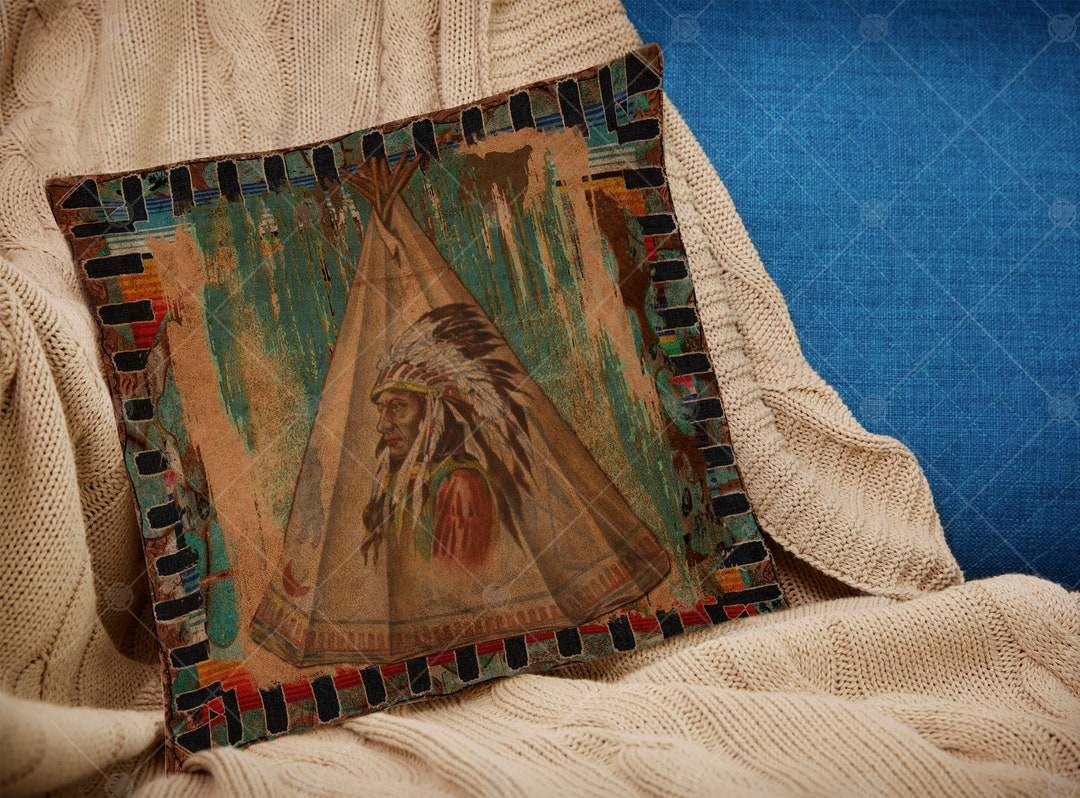 Leathaire Pillow Tan | Indian Teepee | Leather Pillows | Vintage ...