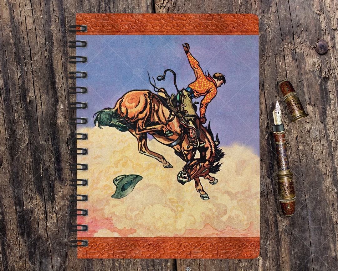 Spiral Notebook | Rodeo Bronc Cowboy | Western Notebook | Hand Writing ...