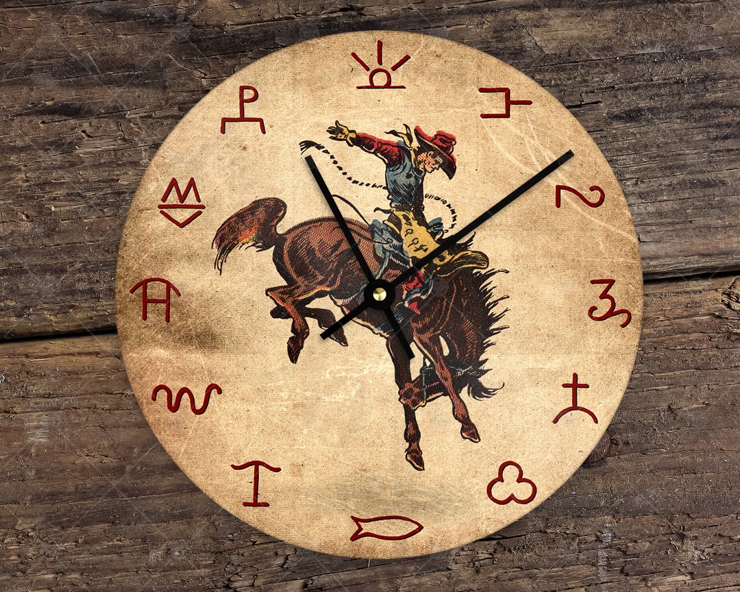 Wall Clocks Vintage Ranch Brands Cowboy Bronc Western Wall - Etsy