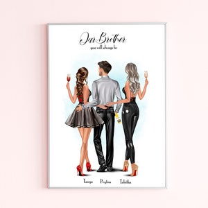 Personalized Illustration Brother and Sister | Wall Art for Siblings ...