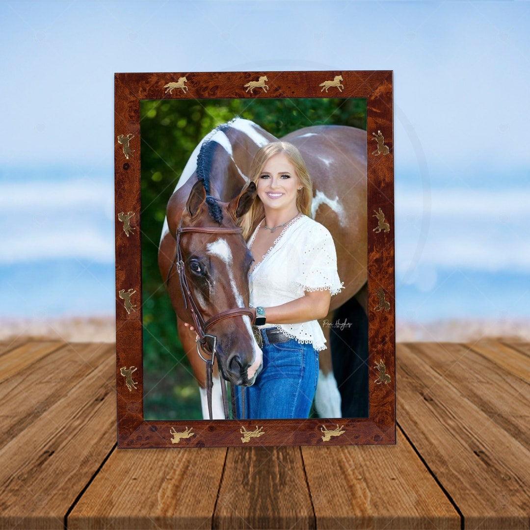 Italian Wood Frame 5x7 Horse Photo Frame Chestnut Frame With Gold ...
