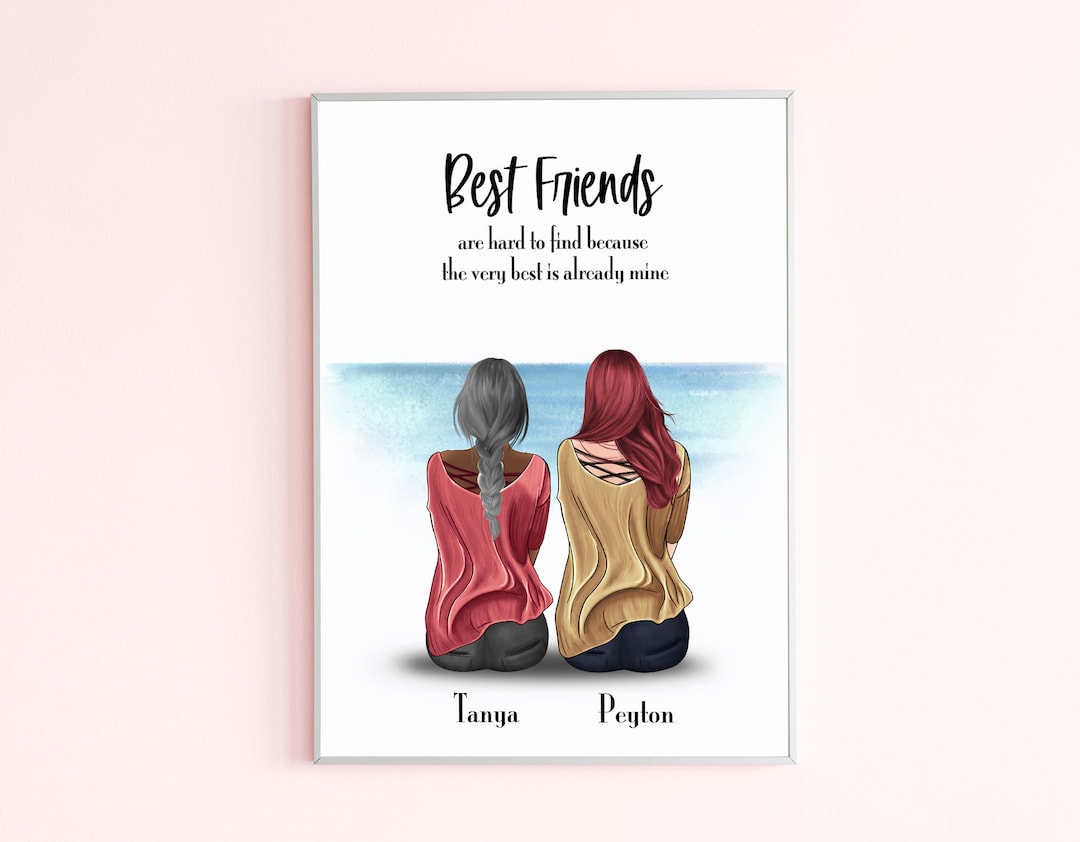 Personalized Illustration Best Friends Wall Art for Best Friends ...