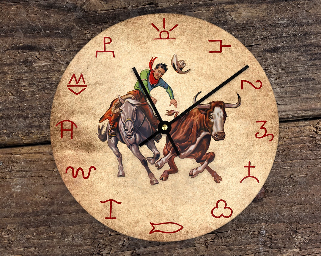 Wall Clocks | Vintage Ranch Brands Texas Cowboy | Western Wall Clock ...