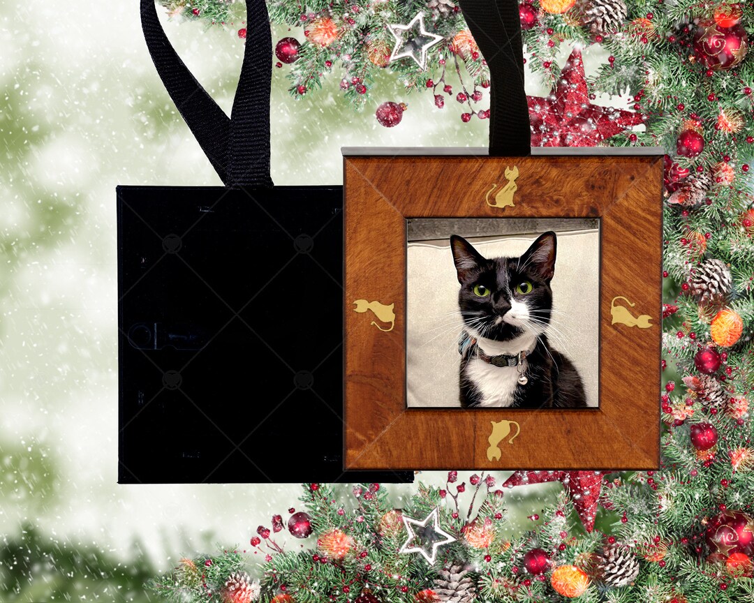 Hanging Italian Wood Frame | 2" Pet Photo | Chestnut Burl Gold Embossed ...