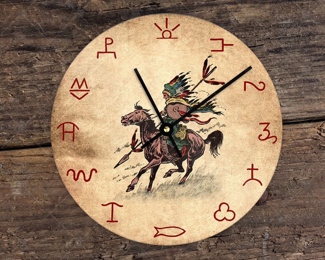 Wall Clocks | Vintage Ranch Brands Indian Chief | Western Wall Clock ...