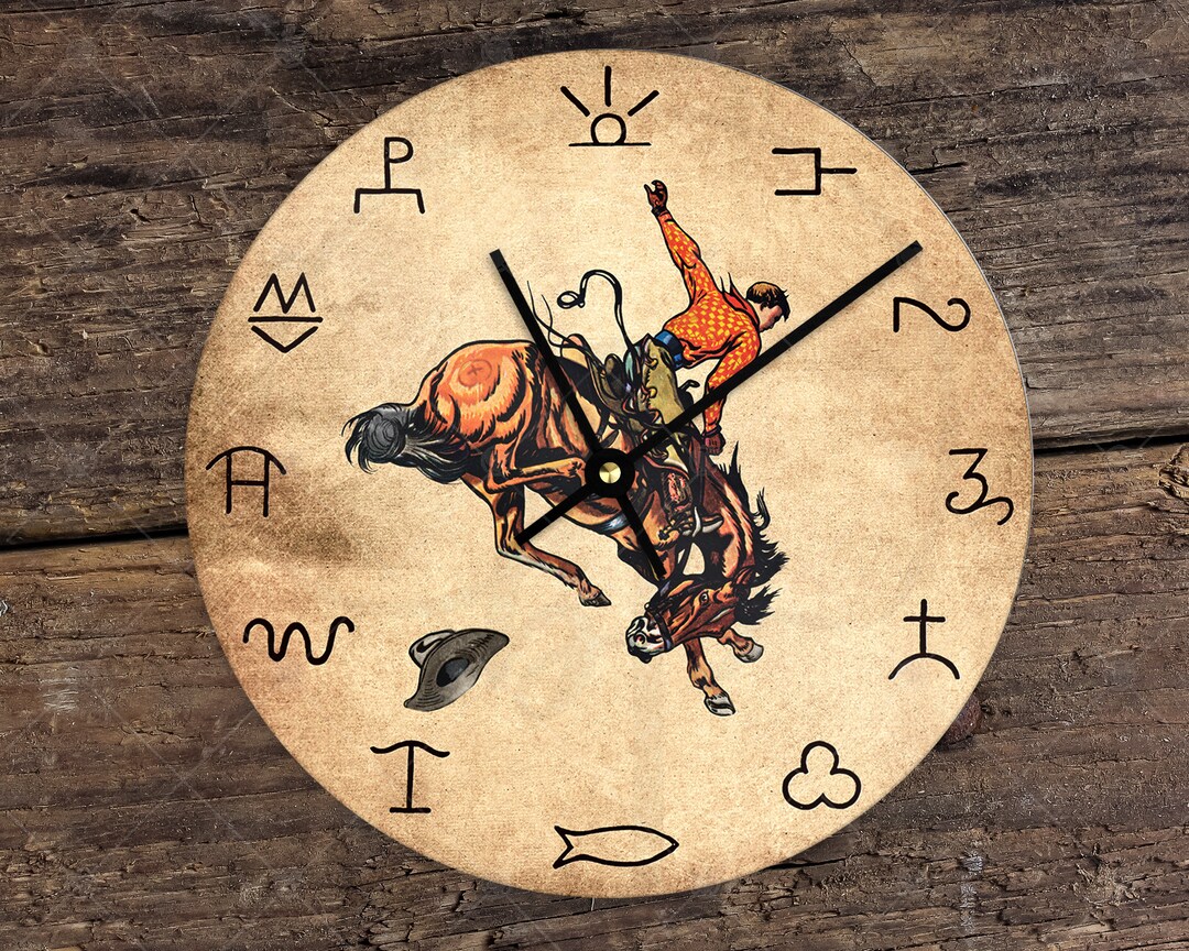 Wall Clocks | Vintage Ranch Brands Bucking Bronc | Western Wall Clock ...