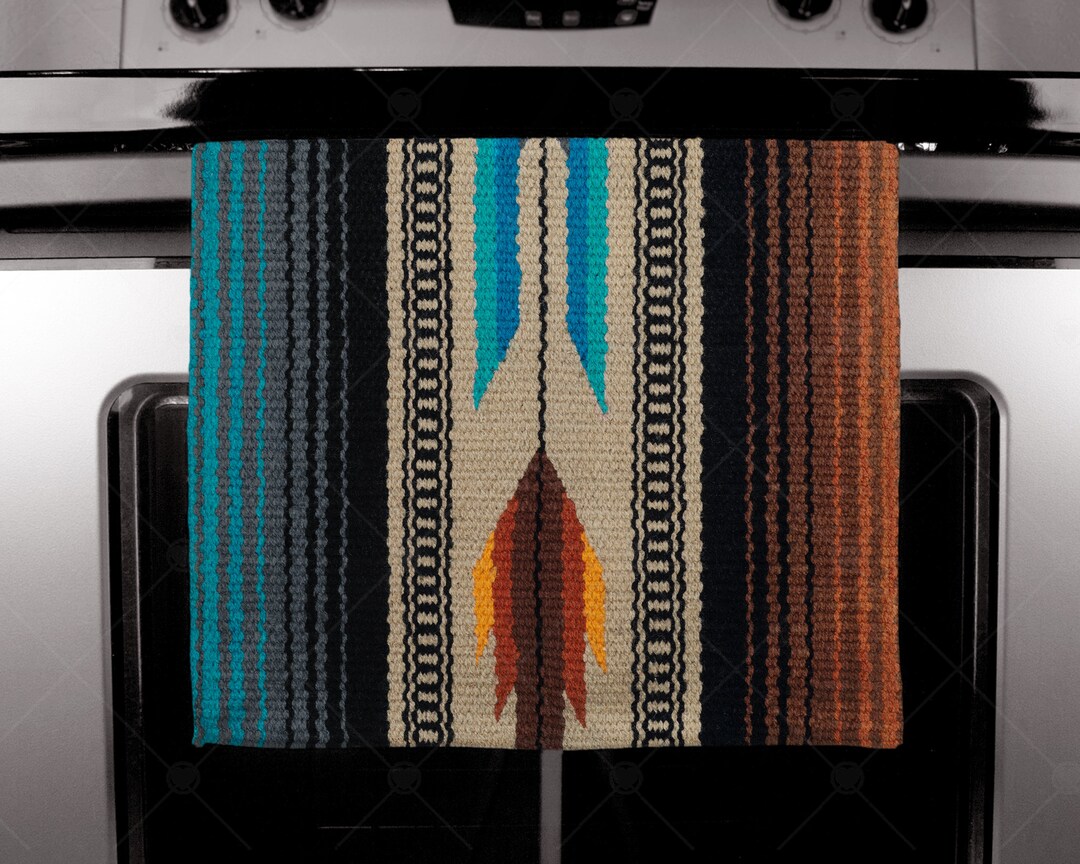 Waffle Weave Hand Towel Aztec Navajo Indian Blanket Design Southwest ...