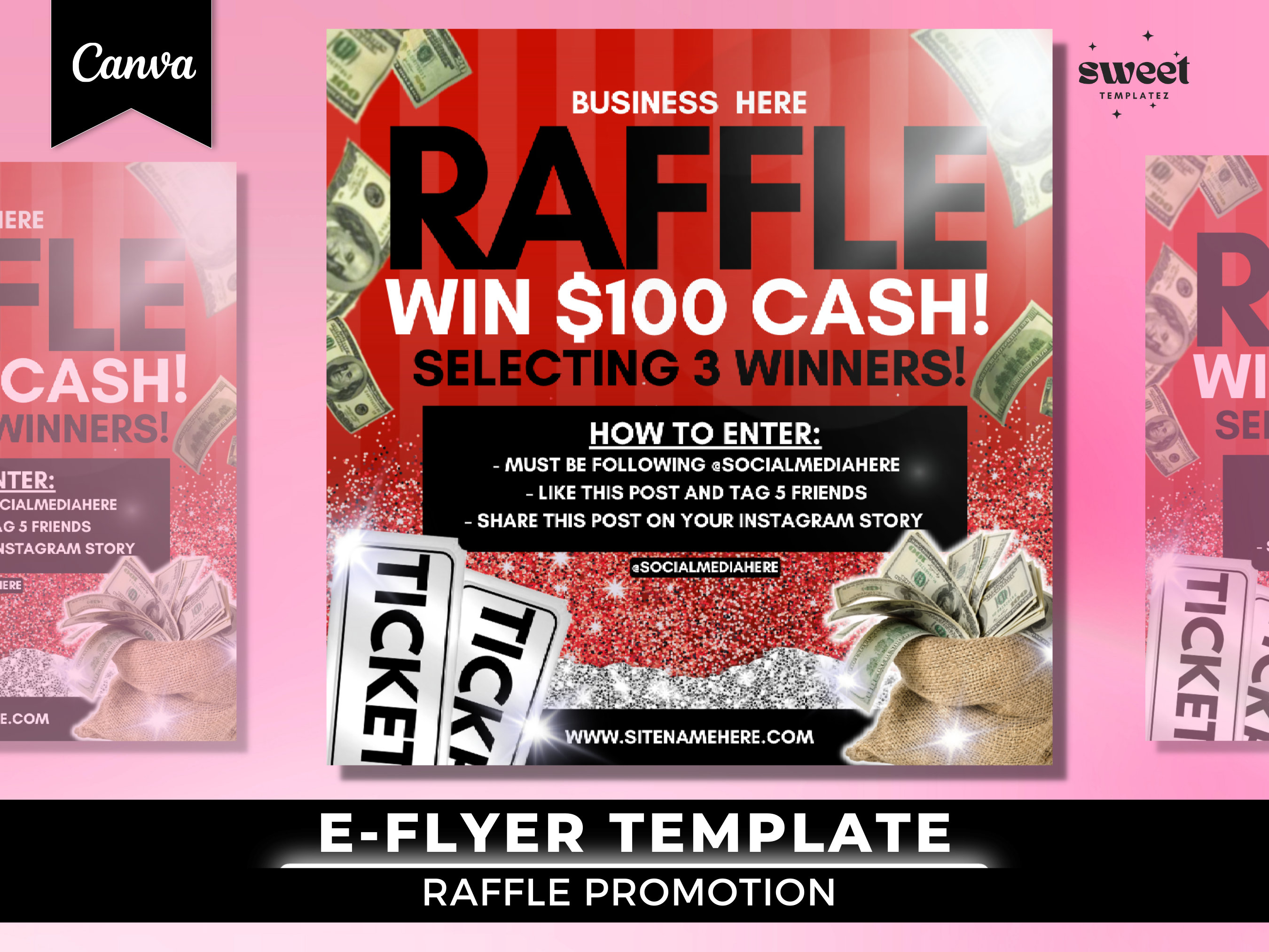 Raffle Flyer Template DIY Business Branding Giveaway Ticket Contest ...