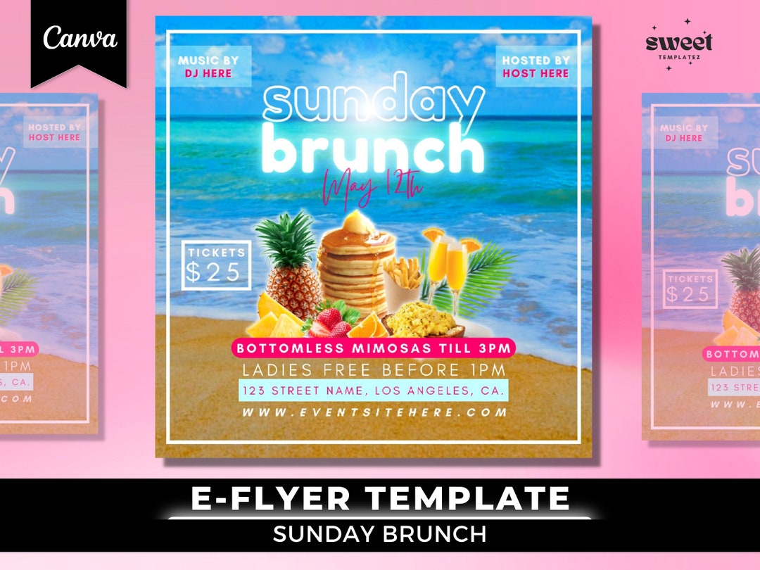 Brunch Flyer, DIY Flyer Template Design, Brunch Invitation Flyer ...