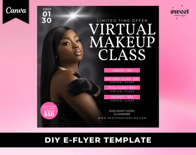 Makeup Course Flyer, DIY Flyer Template Design, Makeup Class Flyer ...