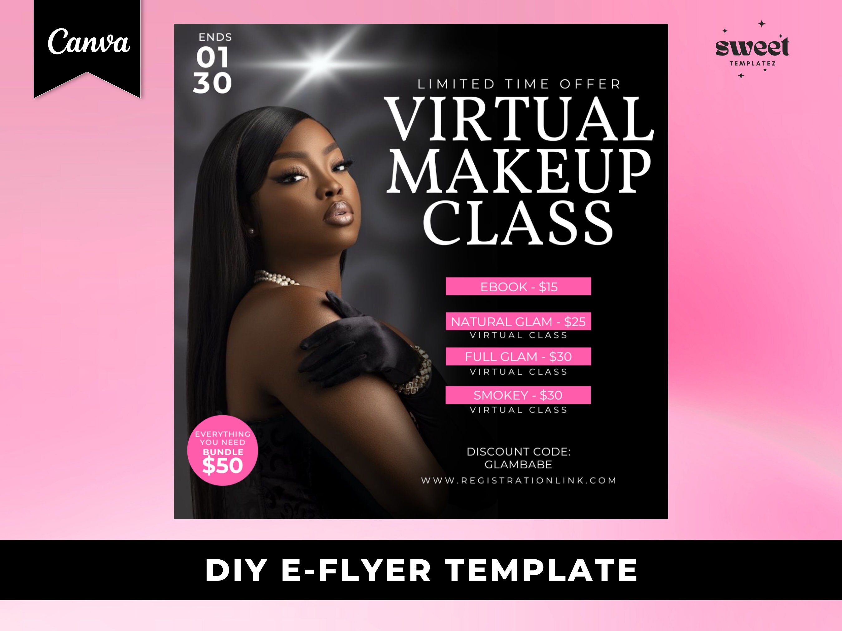 Makeup Course Flyer Diy Flyer Template Design Makeup Class Etsy