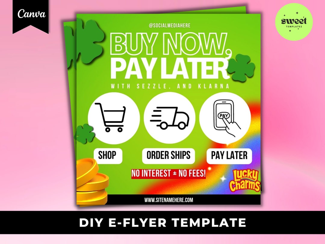 Lucky Charms Buy Now Pay Later Template, Installment Flyer, Lucky ...