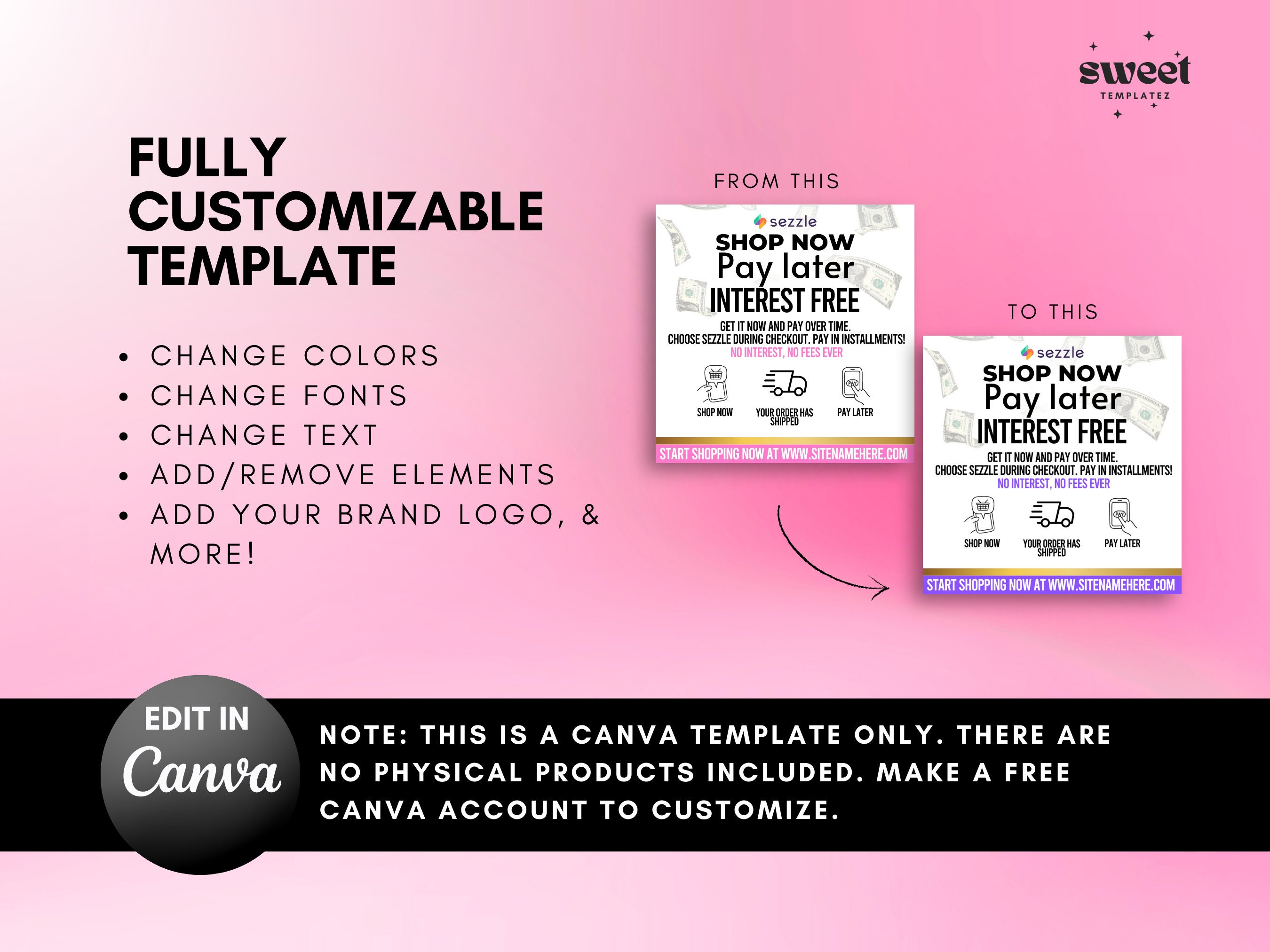 SHOP PAY TEMPLATE, Canva Templates, Shop Pay Payment Post, Social Media ...