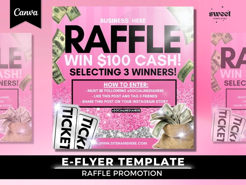 Raffle Flyer Template | DIY Business Branding Giveaway Ticket Contest ...