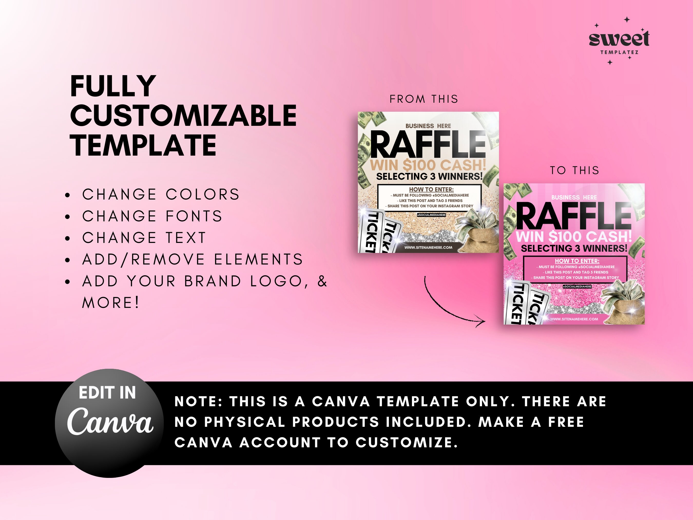 Raffle Flyer Template | DIY Business Branding Giveaway Ticket Contest ...