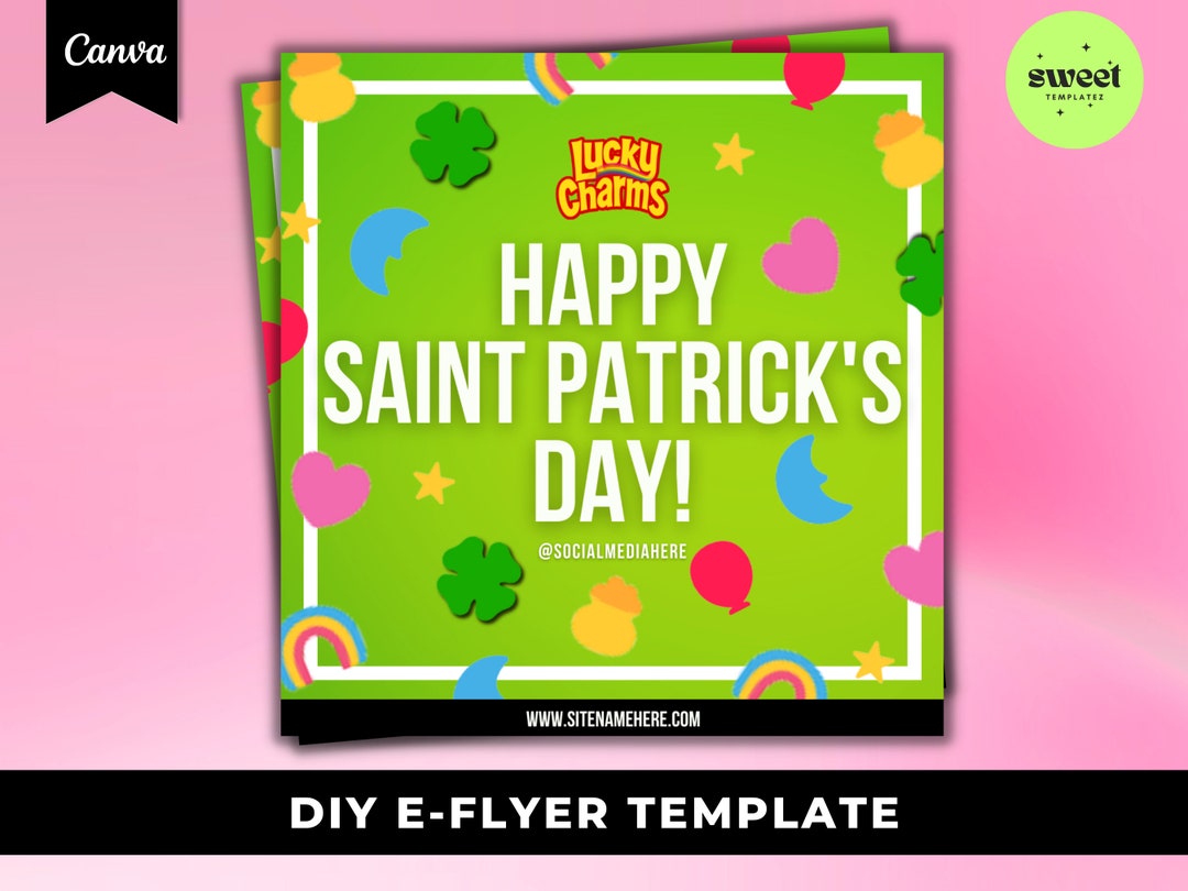 Lucky Charms March Template, Holiday Flyer, Lucky Charms Flyer, Green ...