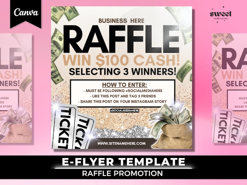 Raffle Flyer Template | DIY Business Branding Giveaway Ticket Contest ...