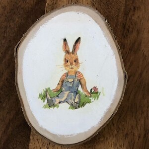 Vintage Style Bunny Wood Slice Hanging Decoration | Etsy