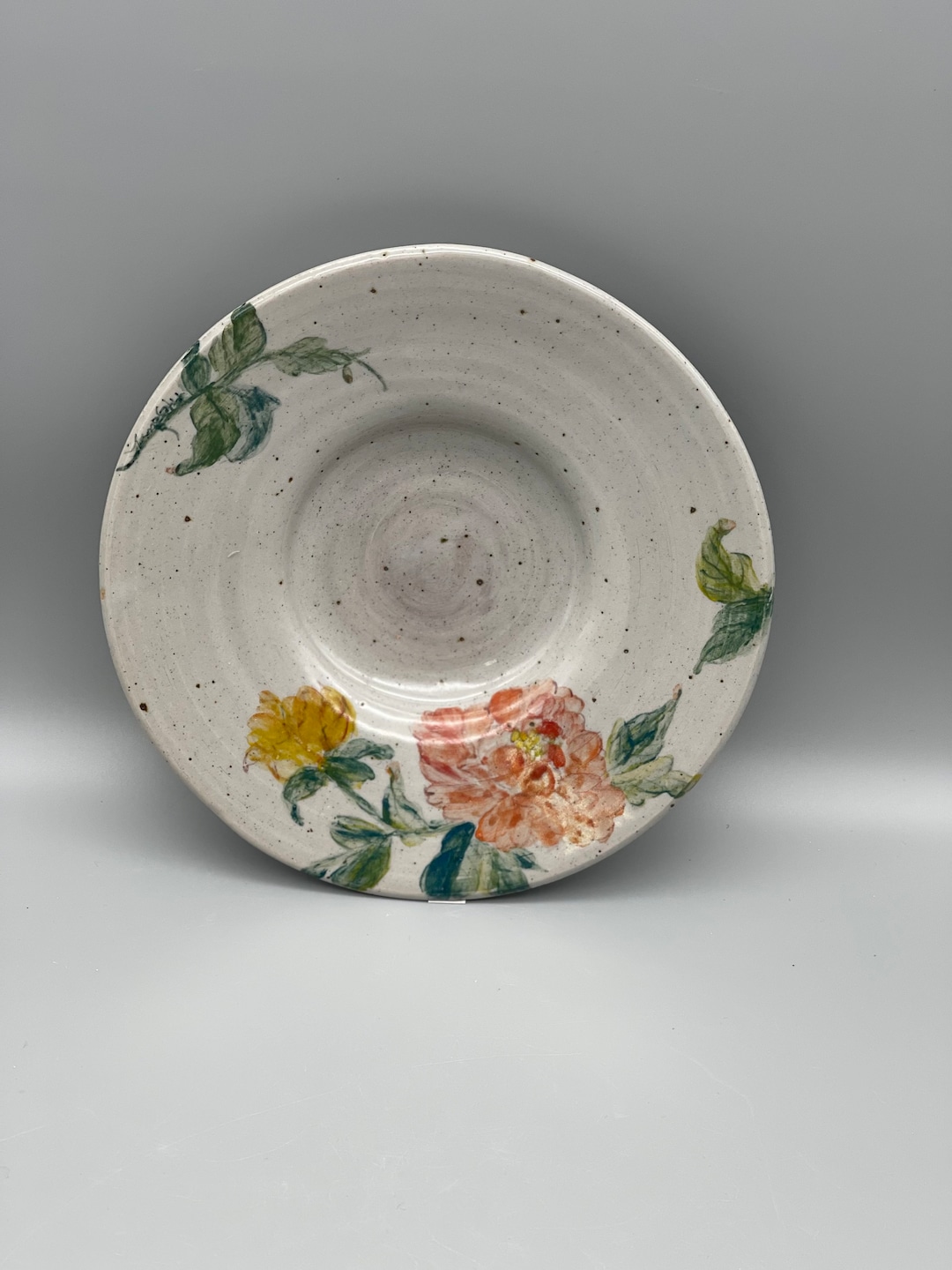 Flower Ceramic Plate - Peony Nature Pattern - Handmade Pottery Flower ...