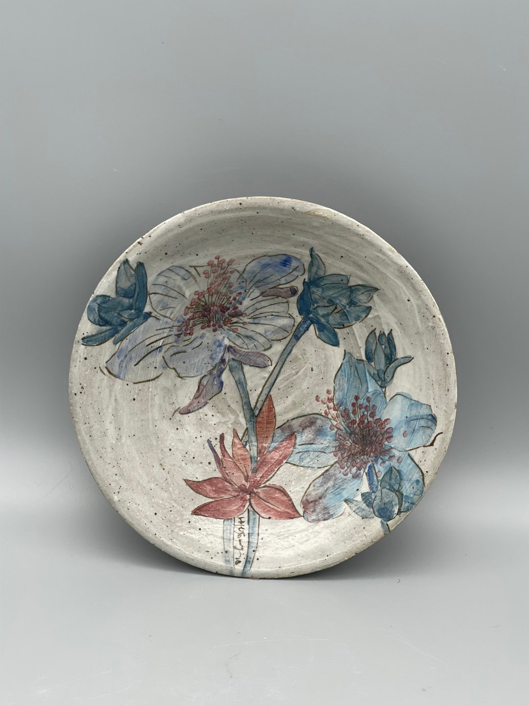 Flower Ceramic Plate - Flower Nature Pattern - Handmade Pottery Plate ...