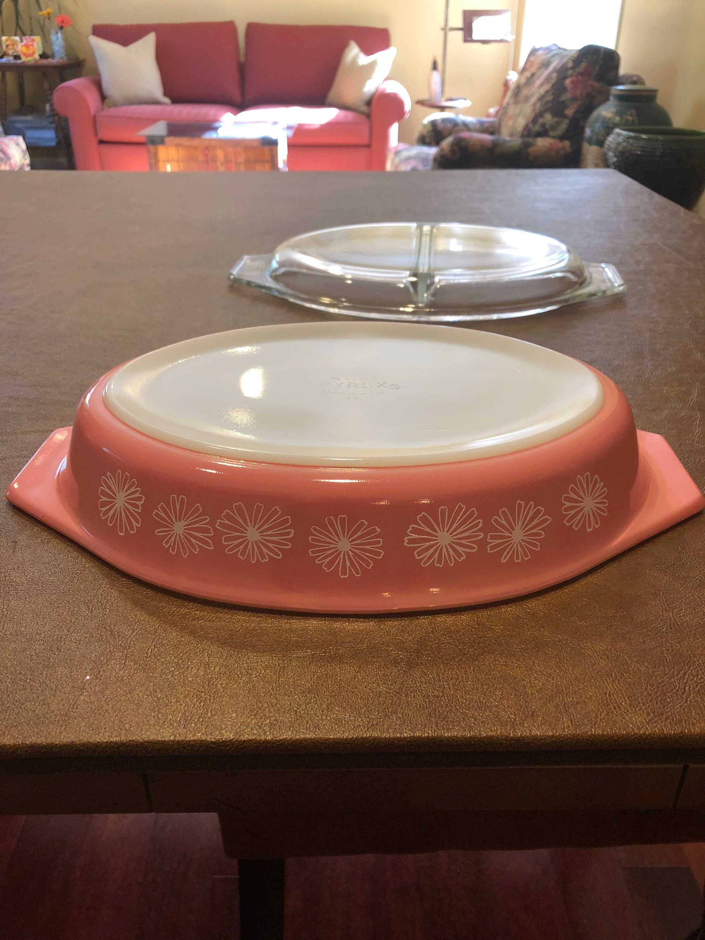 Vintage Pyrex Pink Daisy Divided Casserole Dish w/Lid 1 1/2 | Etsy