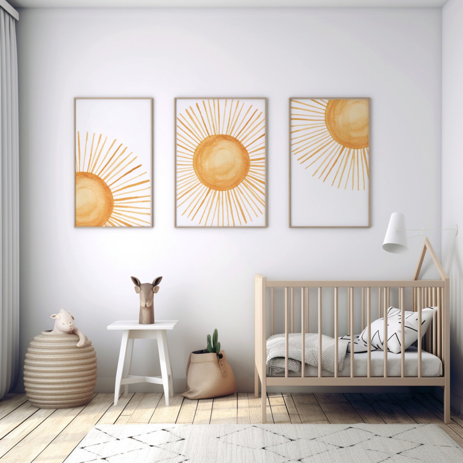 Boho Sun Nursery Printable, Boho Painted Sunshine Posters, Set of 3 A4 ...