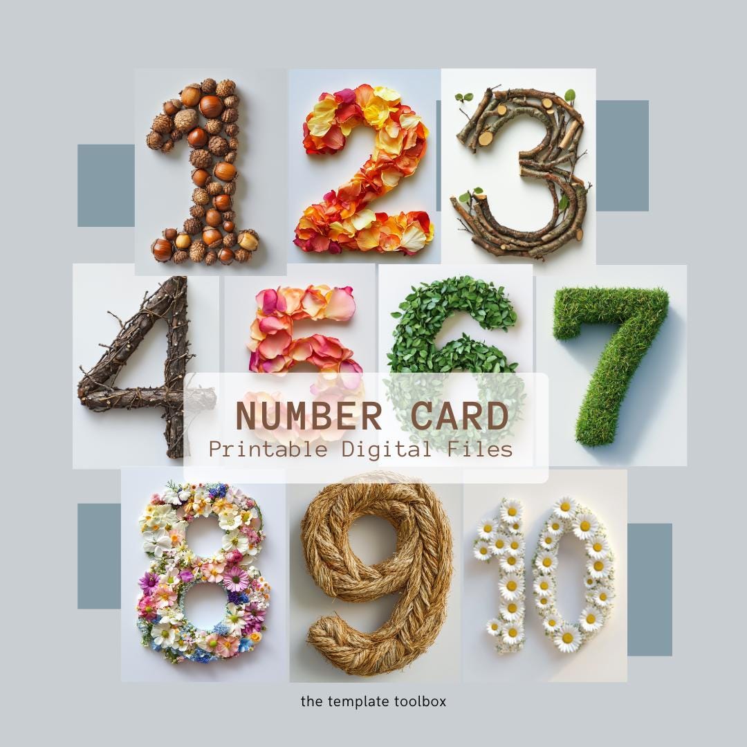 Nature Play Number Cards- Numbers 0-10 Printable Files, Classroom ...