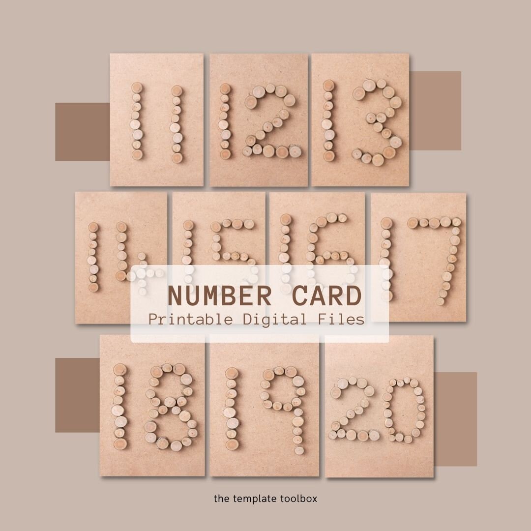 Nature Play Number Photo Cards - Numbers 11-20 Printable , Digital ...