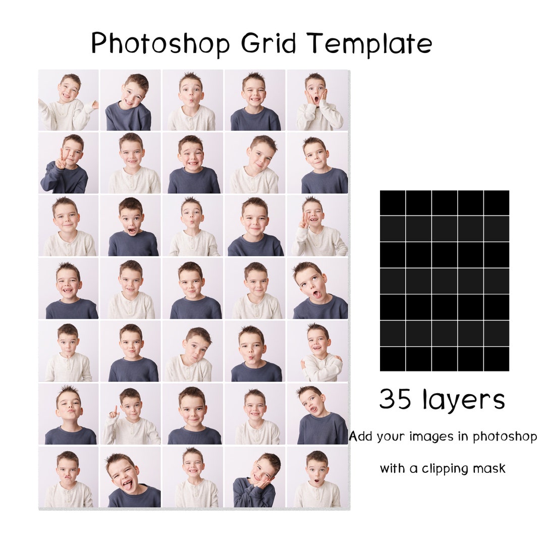Photoshop Grid Template. Photo Collage Squares - Etsy
