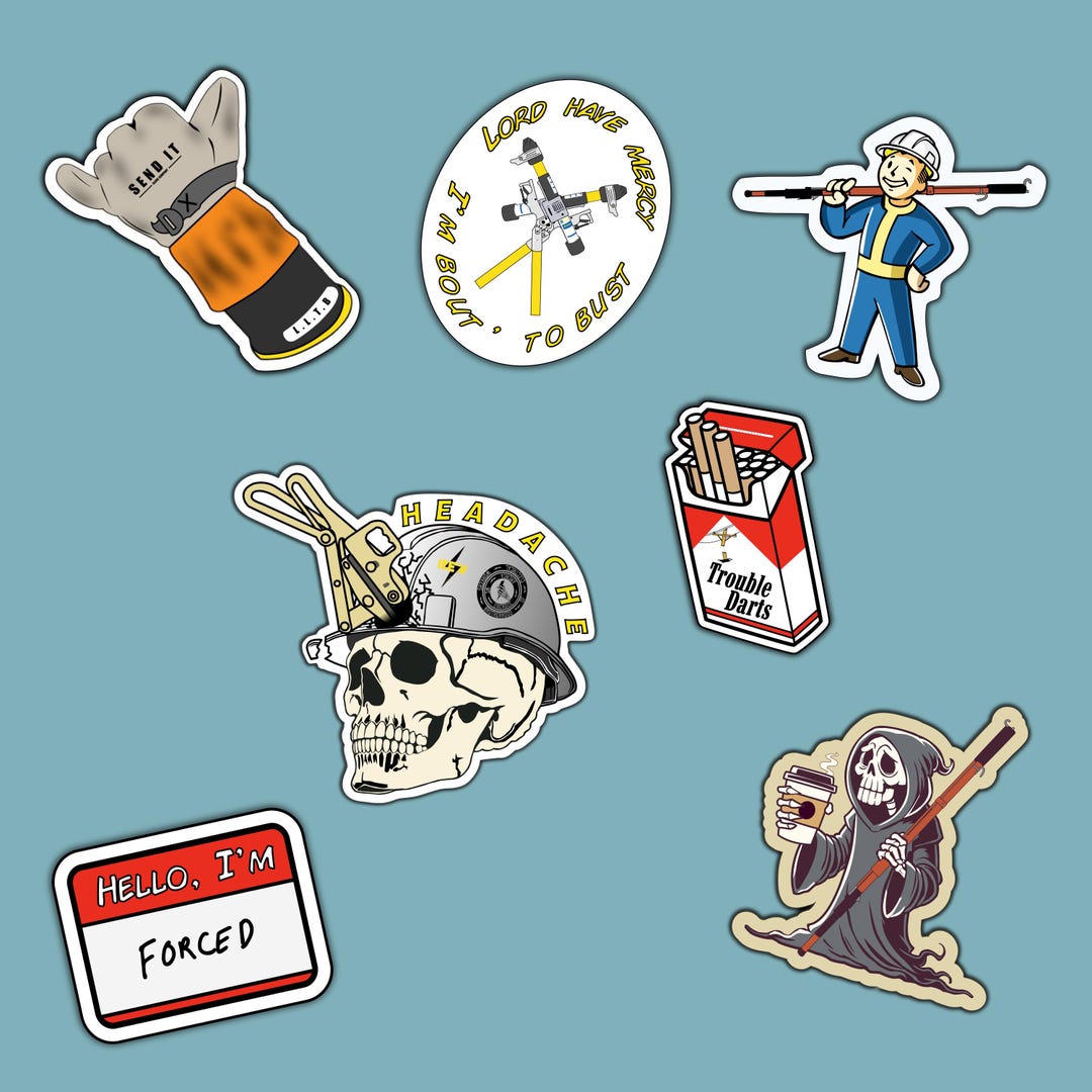 Funny Lineman Stickers | Waterproof & UV Resistant | Hard Hat Decals ...
