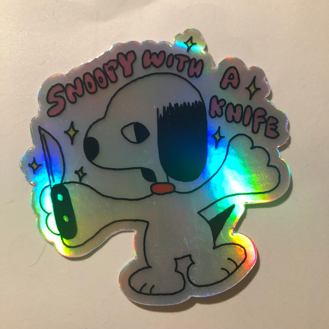 Snoopy With a Knife 3in Holographic Sticker - Etsy