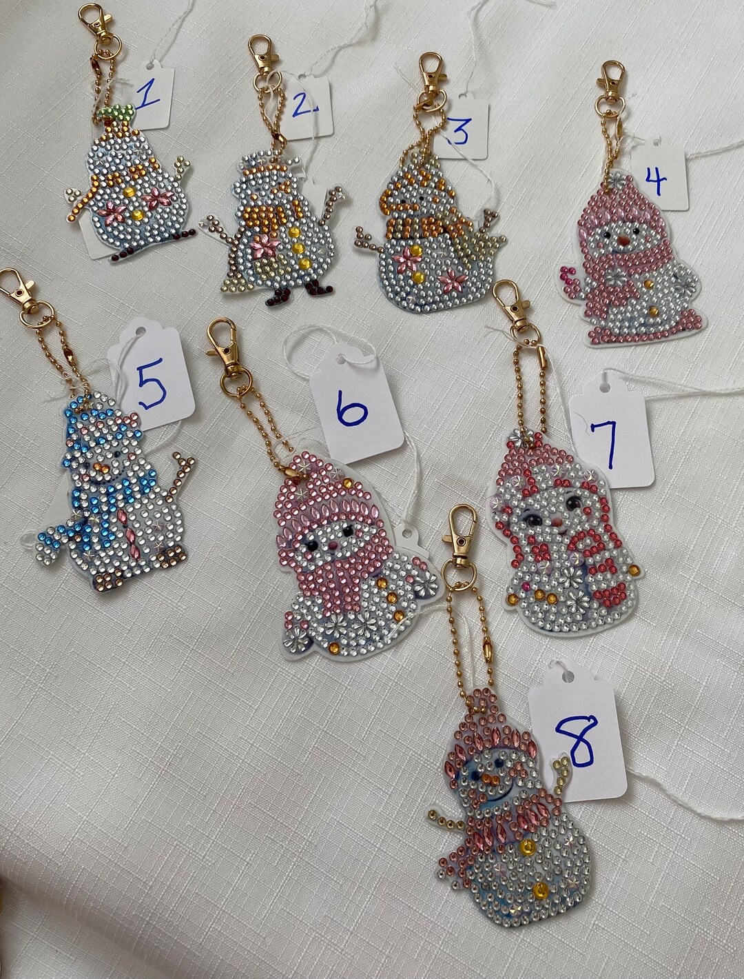 Snowman Diamond Art Keychain - Etsy
