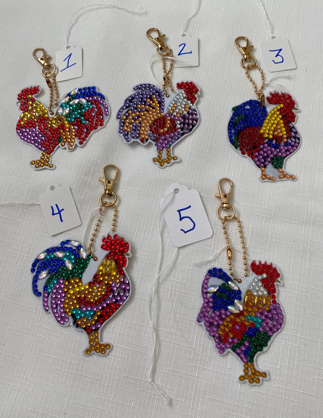 Rooster Diamond Art Keychain - Etsy