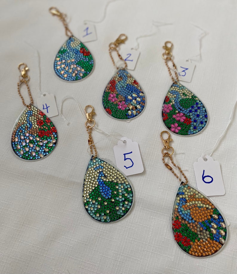 Peacock Diamond Art Keychain - Etsy