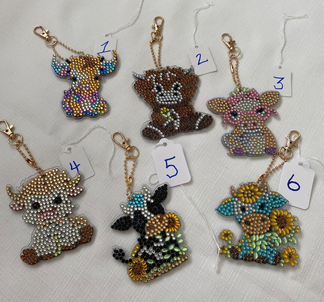 Highland Cow Diamond Art Keychain - Etsy
