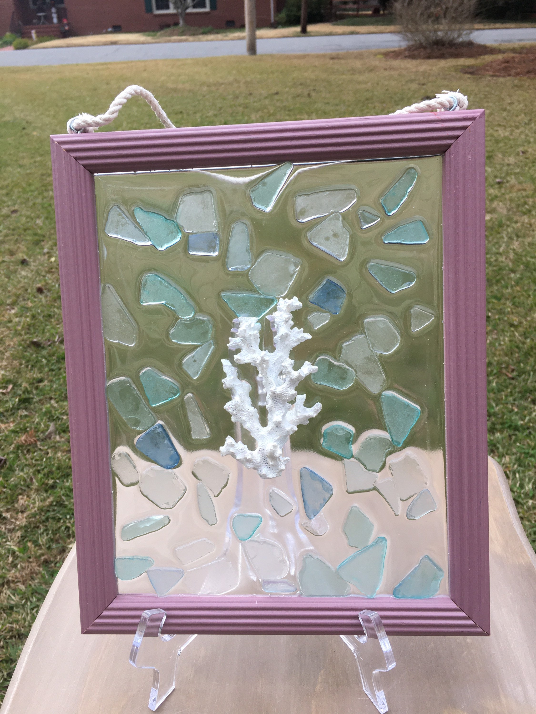 Coral and Beach Glass Resin Art Sun-catcher - Etsy UK