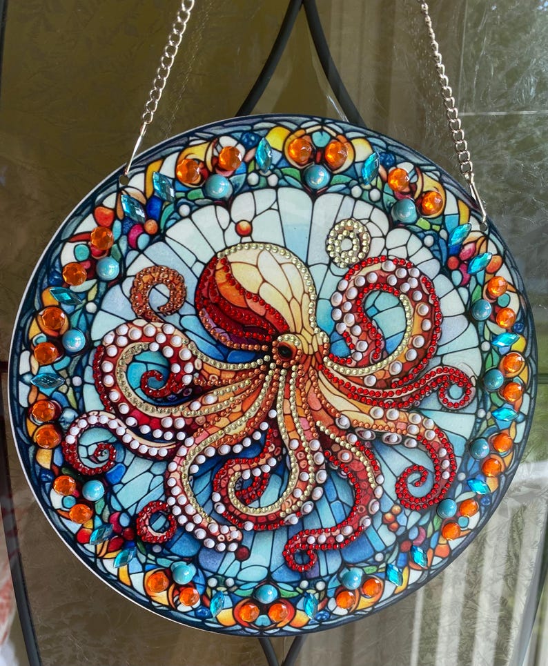 Large Octopus Diamond Art Wall Hanging/suncatcher - Etsy