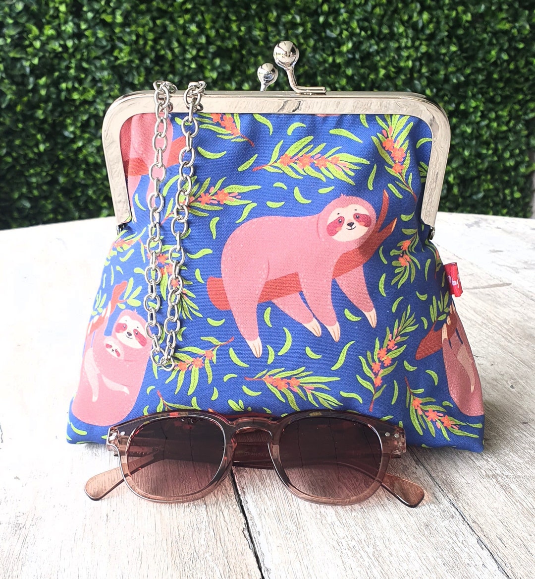 Sloths, Cute Sloths,clutch, Purse, Clutch Purse, Metal Frame, Clasp ...