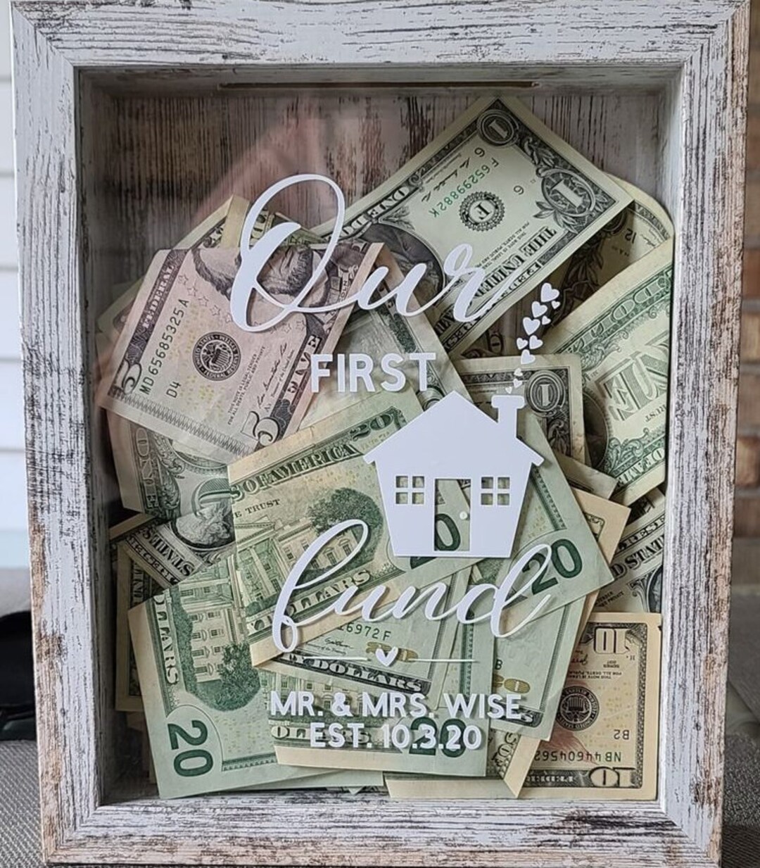 8x10 Personalized Savings Fund Box With Slot Shadow Box - First Home ...
