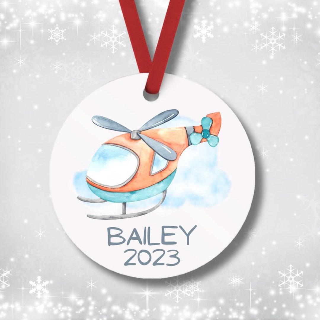 Personalized Watercolor Helicopter Christmas Ornament for Kids - Custom ...