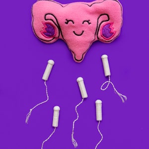 Period Heat Pad , Mindy the Menstrual Pal , Uterus Plush , Cramp Relief ...