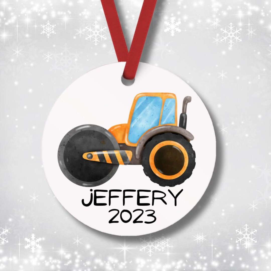 Personalized Christmas Ornament for Boys - Cute Watercolor Steamroller ...
