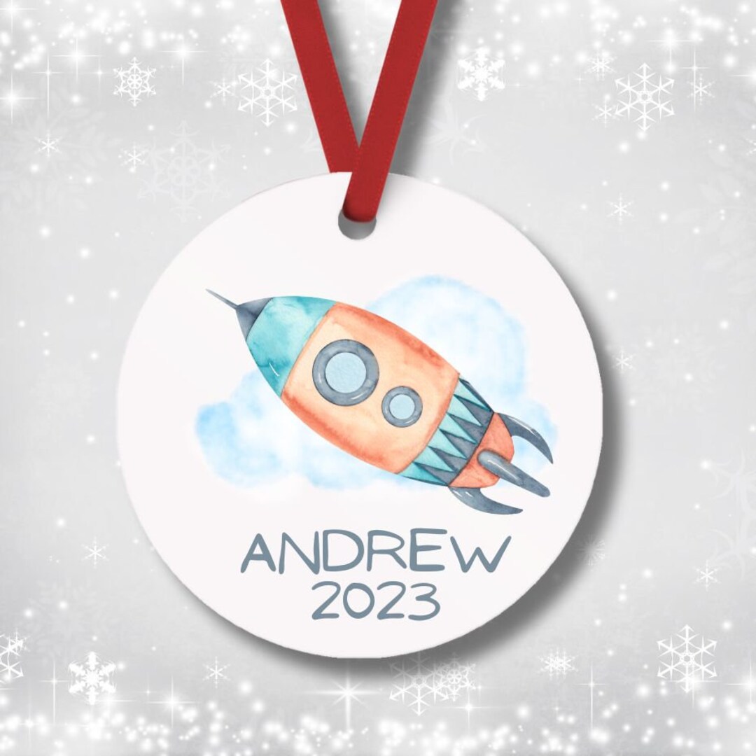 Personalized Space Rocket Christmas Ornament for Kids - Custom Name ...