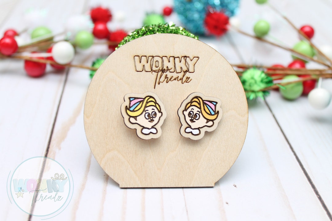 Elf Dentist Inspired Wooden Stud Earrings - Whimsical Christmas Jewelry ...