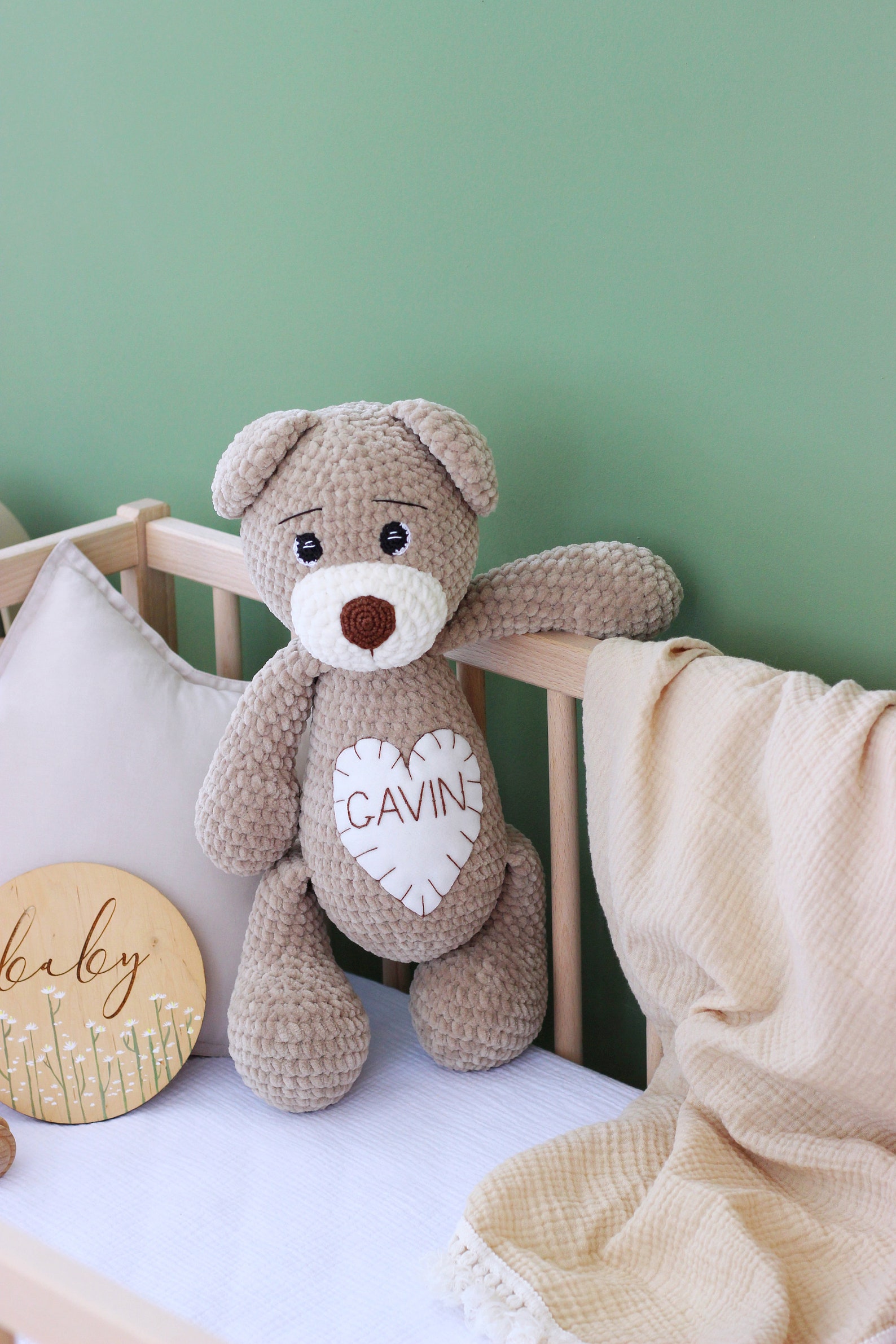 Personalized Stuffed Teddy Bear Custom Plush Crochet Bear - Etsy