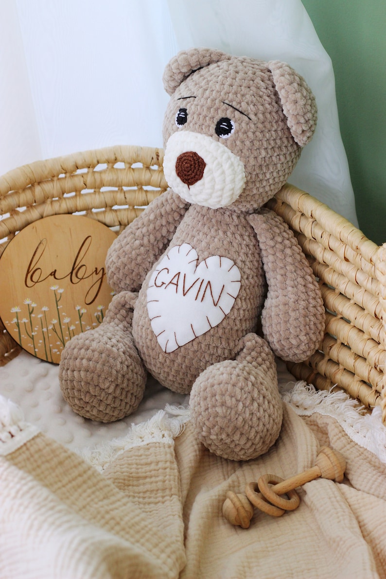 Personalized Stuffed Teddy Bear Custom Plush Crochet Bear - Etsy