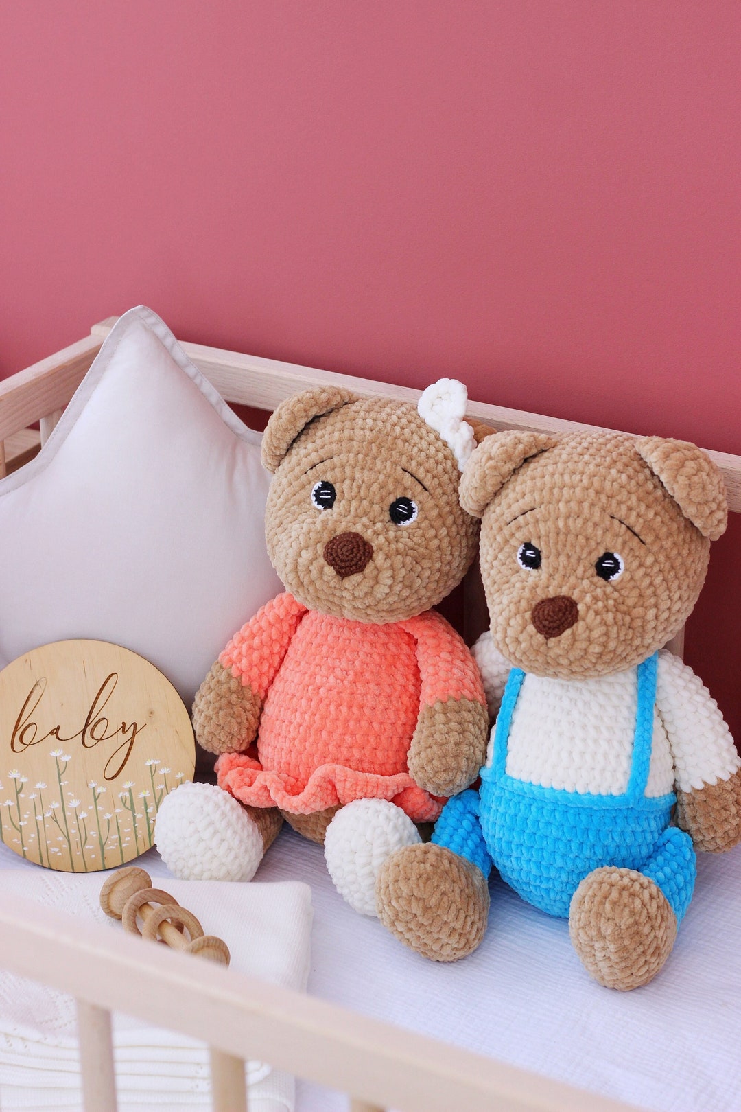Personalized Stuffed Teddy Bear, Custom Plush, Crochet Bear - Etsy