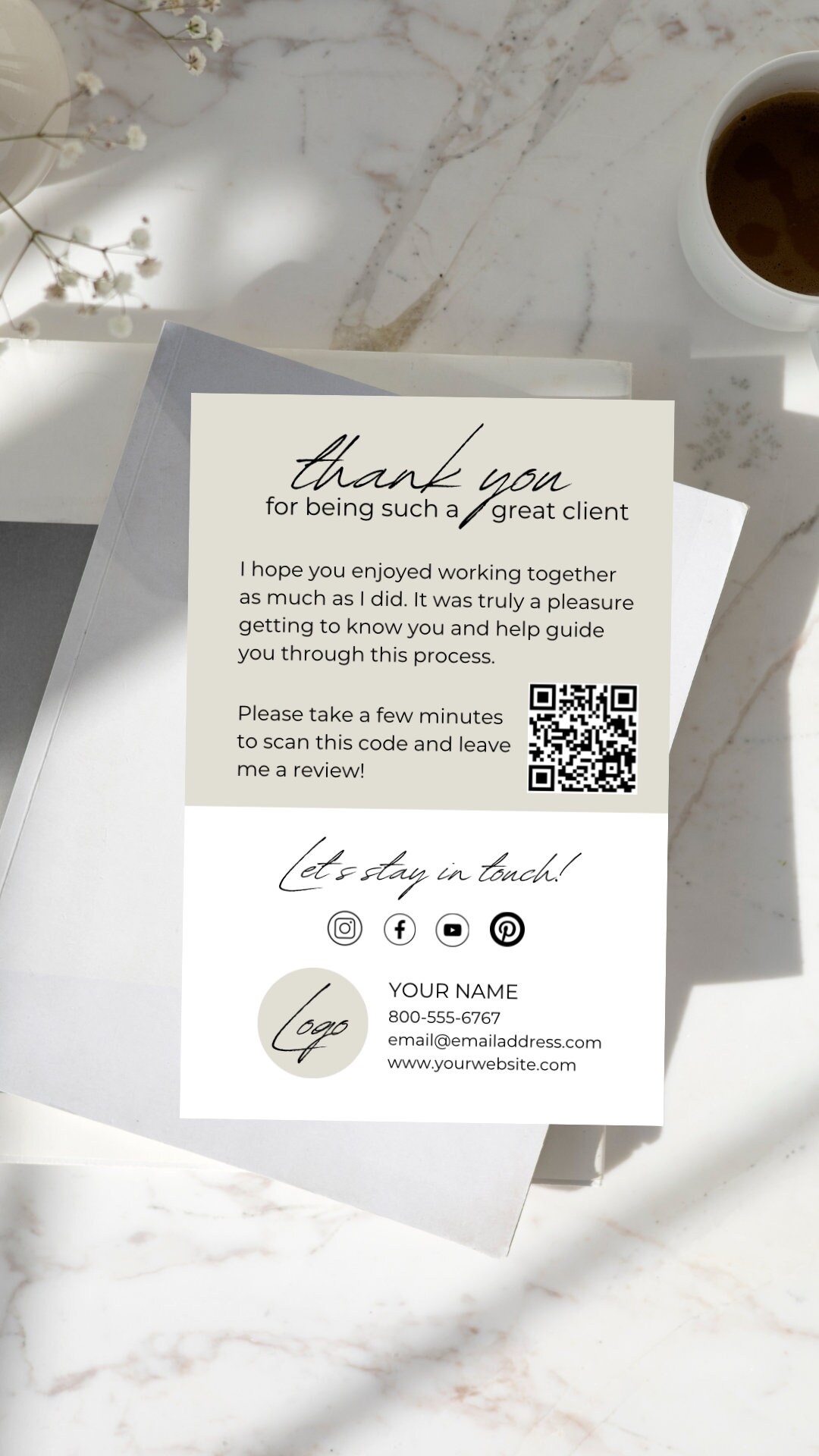 Client Thank You/review Card Template - Etsy