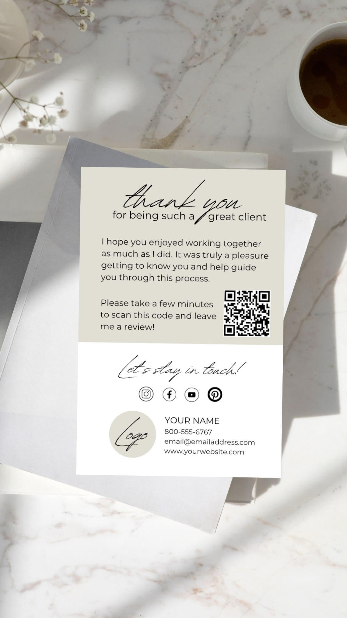 Client Thank You/review Card Template - Etsy