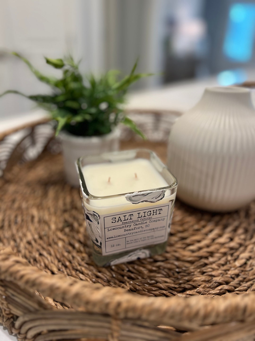 Oyster Candle - Square Glass - Etsy